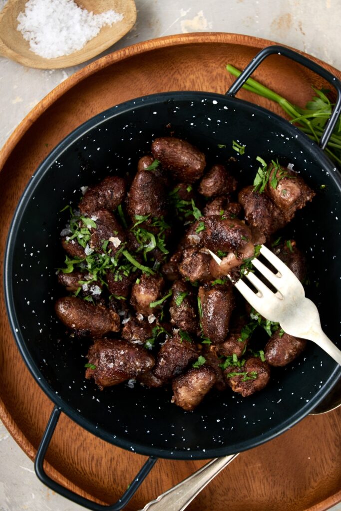 Delicious Pan Fried Chicken Hearts
